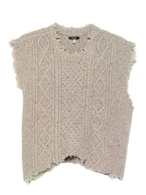 R13 Cable-knit Frayed Vest - Grey