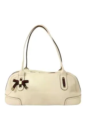 Gucci White Leather Bow Detail Shoulder Bag - Neutrals