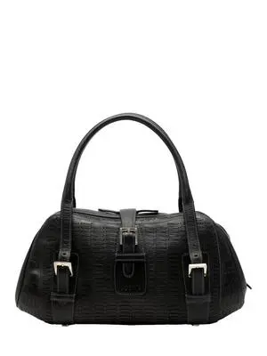 Loewe Embossed Leather Senda Handbag - Black