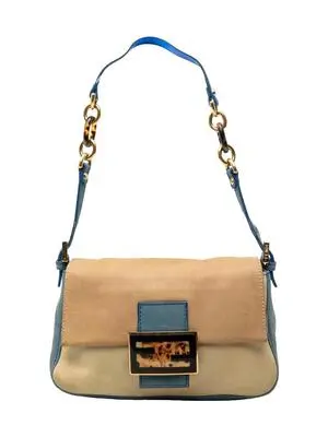 Fendi Mini Suede And Calfskin Colorblock Tortoiseshell Chain Mamma Forever Shoulder Bag - Neutrals