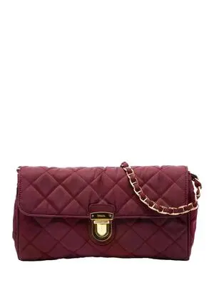 Prada Quilted Tessuto Chain Crossbody Bag - Red