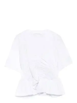 Cecilie Bahnsen Ace Ruched Peplum T-shirt - White
