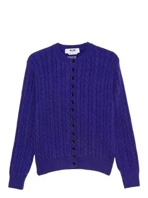 MSGM Cable Knit Button-front Cardigan - Purple