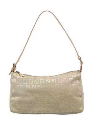 Fendi Zucchino Canvas Pochette Shoulder Bag - Neutrals