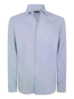 BARBA NAPOLI Button-up Long-sleeve Shirt - Blue