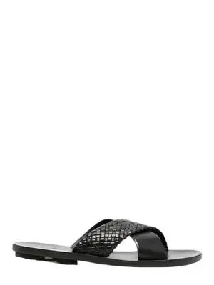 Tagliatore Woven Crossover Flat Sandals - Black