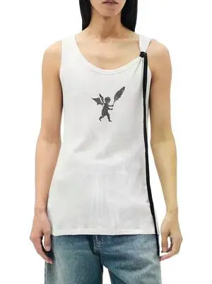 ANN DEMEULEMEESTER Rib-knit Vest With Angel Print - Neutrals