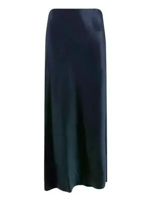 Vince Satin Maxi Skirt With Side Slit - Blue