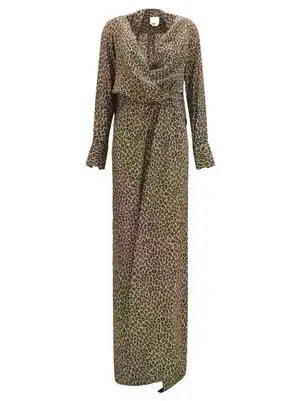 SA SU PHI SA SU PHI Leopard Print Silk Maxi Dress Brown