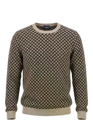 DRUMOHR Razor Blade Geometric Pattern Crew Neck Sweater