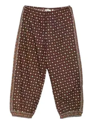 DÔEN DÔEN Yarrow Tapered Trousers With Shell Print Brown