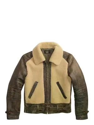 Ralph Lauren Shearling Lined Leather Jacket - Neutrals