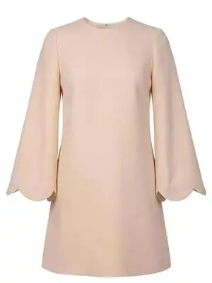 Valentino Garavani Scalloped-edge Flared-sleeve Mini Dress - Neutrals