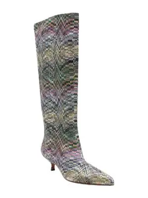 Missoni Zigzag-knit Kitten-heel Boots - Blue