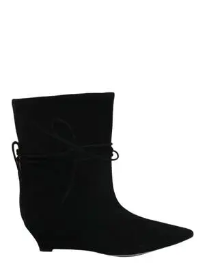 ODISSI Wedge-heel Boots With Bow Detailing - Black