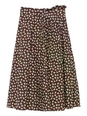 MSGM Floral-print Pleated Midi Skirt - Brown