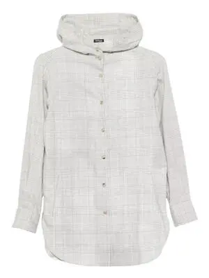 Kiton Prince Of Wales Check Hooded Shirt - Grey
