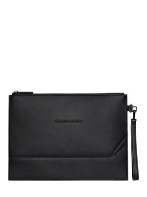 PIQUADRO Porsche Design Logo Plaque Wristlet Clutch Bag - Black