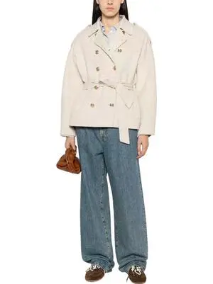 Maje Germain Double-breasted Belted Coat - Neutrals