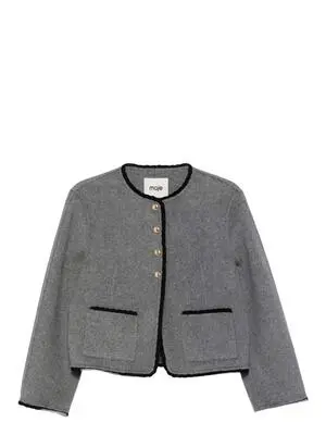 Maje Gardenia Braid-trimmed Single-breasted Jacket - Grey