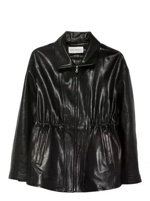 NOUR HAMMOUR Nour Hammour Leather Drawstring Waist Jacket