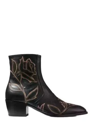 JIMMY CHOO Wilder Rose Appliqué Boots - Black