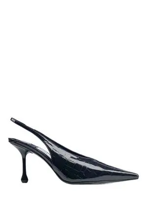 JIMMY CHOO Shiny Croc-embossed Leather Slingback Pumps - Blue