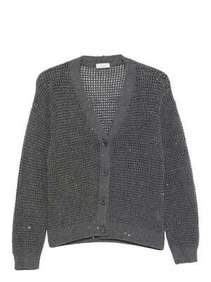 Peserico Sequin Embellished V-neck Cardigan - Grey