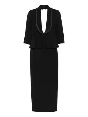 ELISABETTA FRANCHI Elisabetta Franchi Peplum Waist Shawl-Lapel Dress