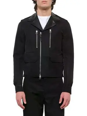 LANVIN Leather-trim Zip-up Jacket - Black