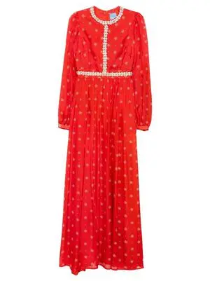 MACGRAW Baroque Embellished Maxi Dress - Red