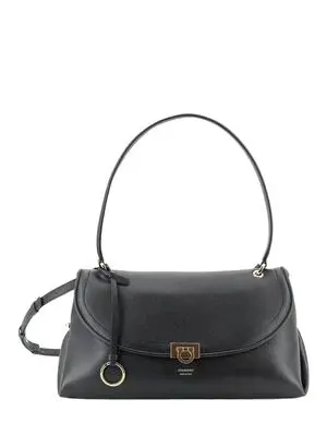 FERRAGAMO Gancini Shoulder Bag - Black