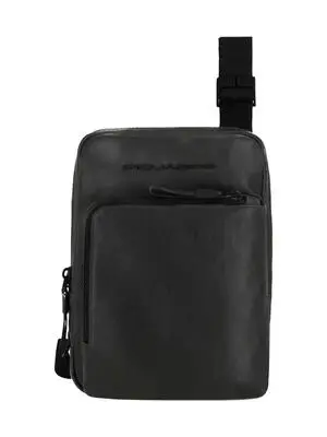 PIQUADRO Leather Messenger Bag - Black