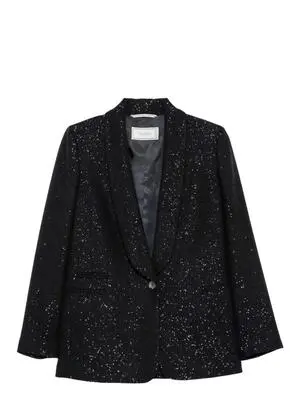 Peserico Embellished Shawl Lapel Blazer - Black