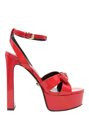 Versace Patent Leather Bow Detail Platform Sandals - Red