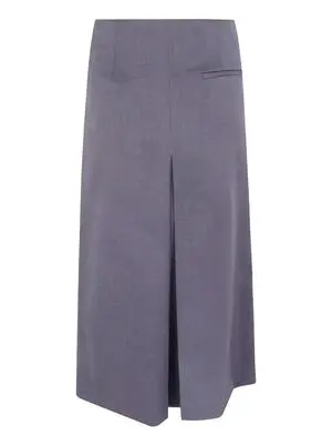DRHOPE Asymmetric Pleated Midi Skirt - Grey
