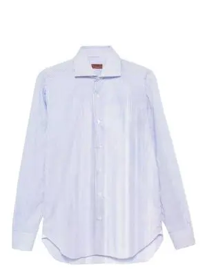 BARBA NAPOLI Vertical-stripe Spread-collar Shirt - White