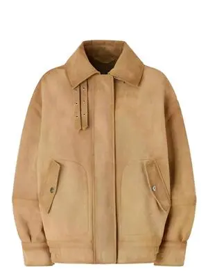 Ermanno Scervino Leather Jacket With Buckle Detail - Neutrals