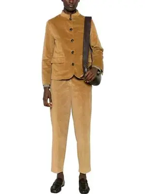19.61 MILANO Velvet-effect Straight-leg Trousers - Brown
