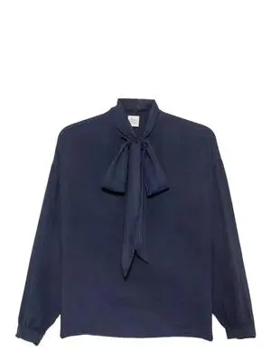 19.61 MILANO Evelin Tie-neck Long-sleeve Blouse - Blue