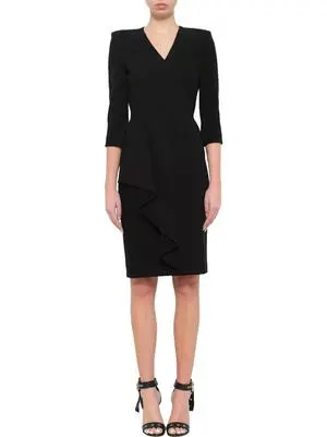 Alexander McQueen Crepe Ruffled Dress - Black