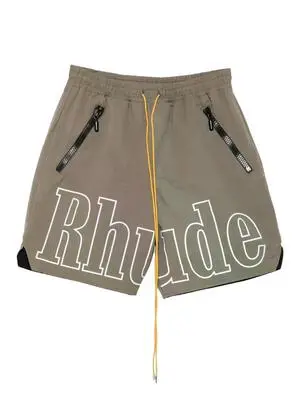 Rhude Logo Print Drawstring Shorts - Green