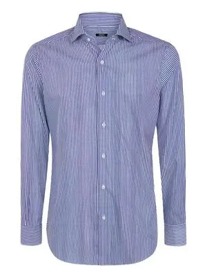BARBA NAPOLI Vertical-stripe Cotton Shirt - Blue