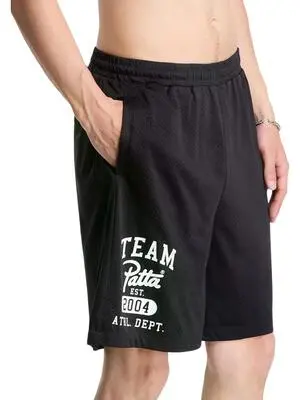 PATTA Logo Print Mesh Shorts - Black