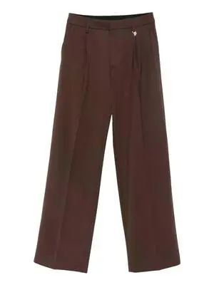 DONDUP Pleated Palazzo Wool Pants - Brown