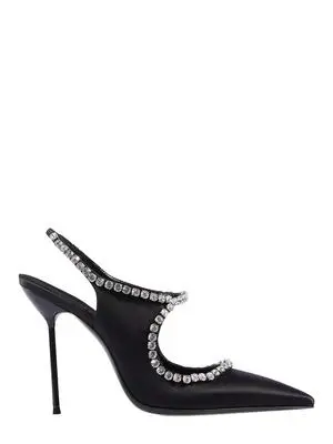 Paris Texas Lidia Mary Jane Crystal Heeled Pumps - Black