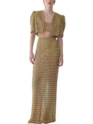 Carolina Herrera Embellished Cropped Jacket - Gold