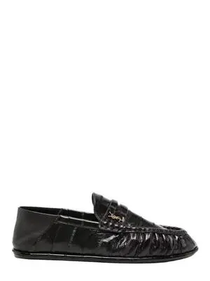Saint Laurent Crocodile-effect Loafers - Brown