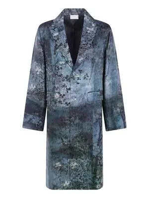 PIERRE-LOUIS MASCIA Floral Print Jacquard Coat - Blue