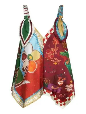 ALEMAIS Aleamais X Karlee Mackie Silk Twill Cami Scarf Top - Red